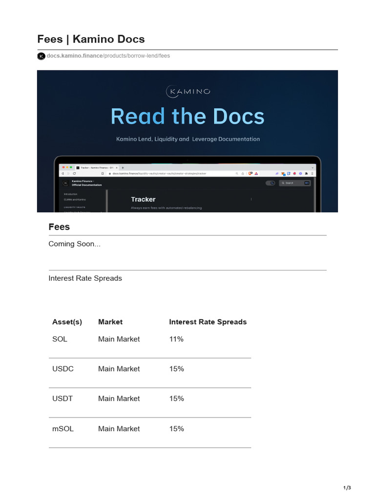 Docs - Kamino.finance-Fees Kamino Docs | PDF