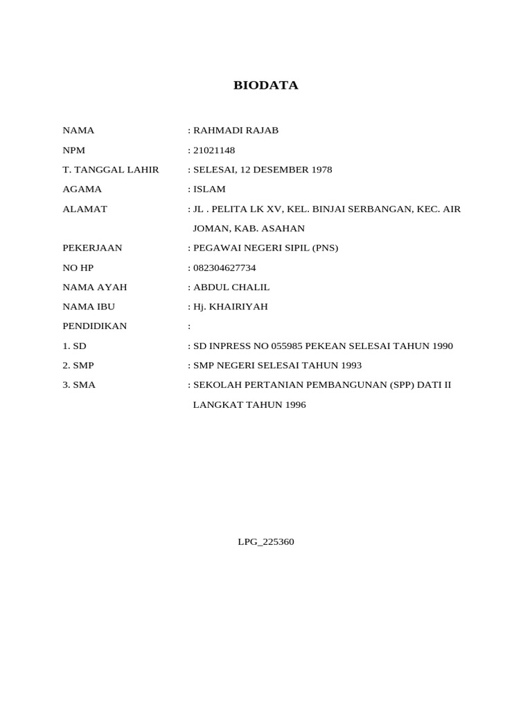 Biodata | PDF