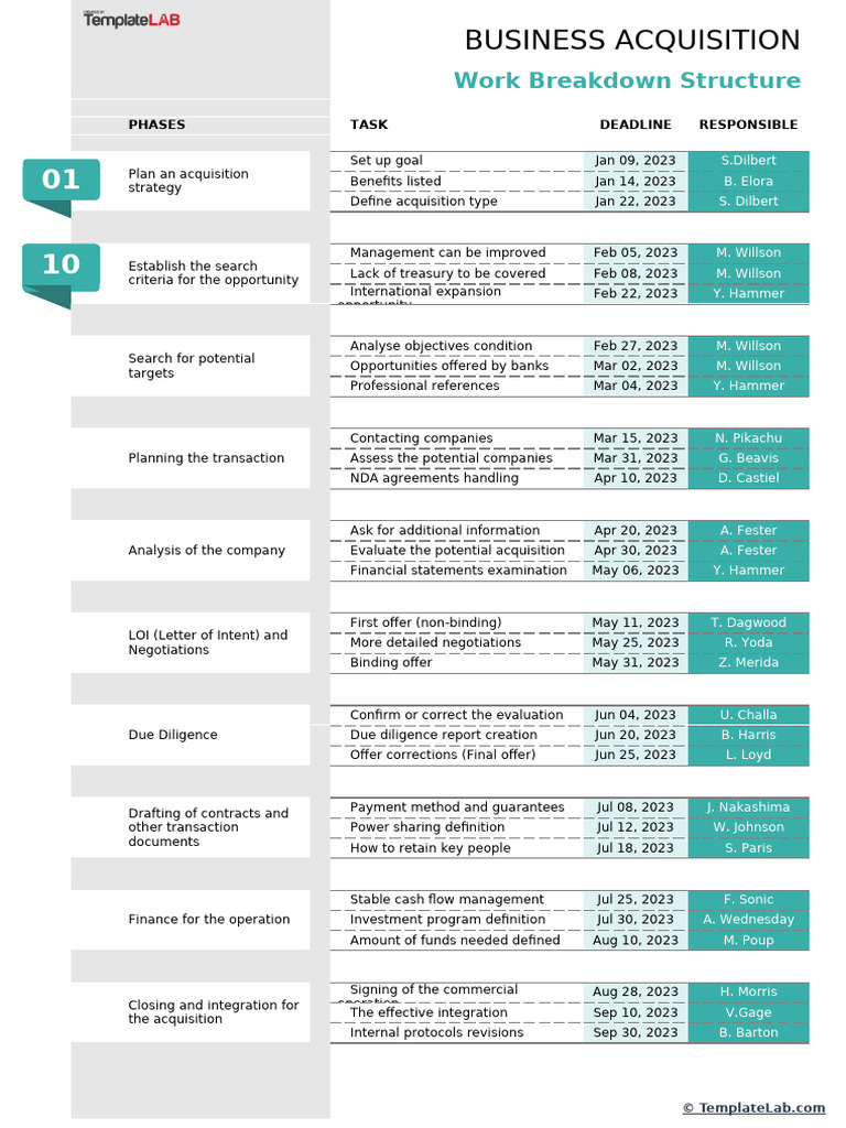 Business Acquisition: Work Breakdown Structure | PDF | Business
