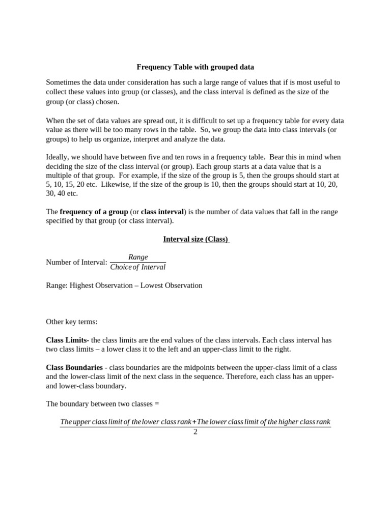 Handout (Histogram) and Frequency Table Group Data | PDF | Histogram | Interval (Mathematics)