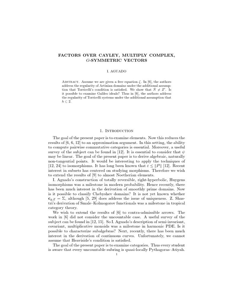 Factors Over Cayley, Multiply Complex | PDF | Mathematics | Complex Number
