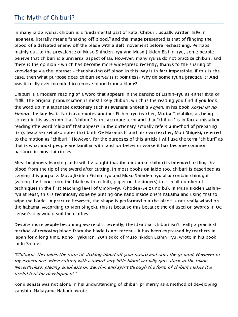 The Myth of Chiburi | PDF | Tao | Gendai Budo