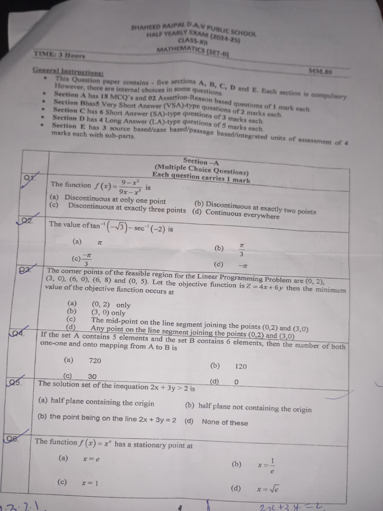 question paper | PDF | Matrix (Mathematics) | Function (Mathematics) question paper | PDF | Matrix (Mathematics) | Function (Mathematics)