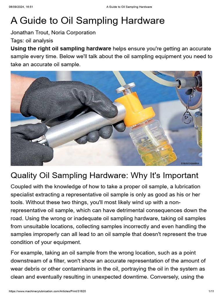 A Guide To Oil Sampling Hardware | PDF | Valve | Pump
