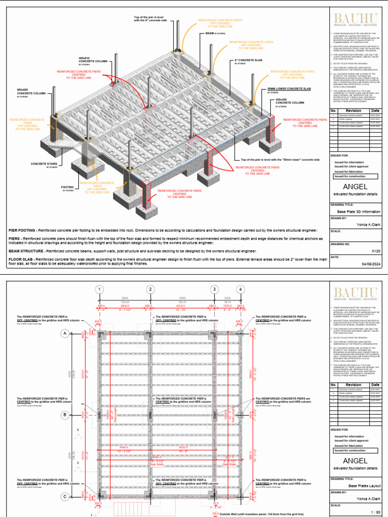Elevated Foundation Concrete Details | PDF | Column | Drywall