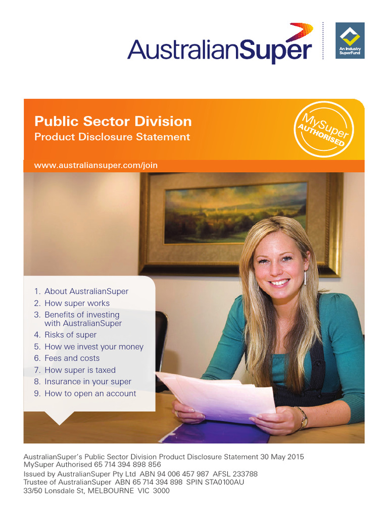 Australian - Super - Pds Publicsector | PDF | Financial Risk | Investing