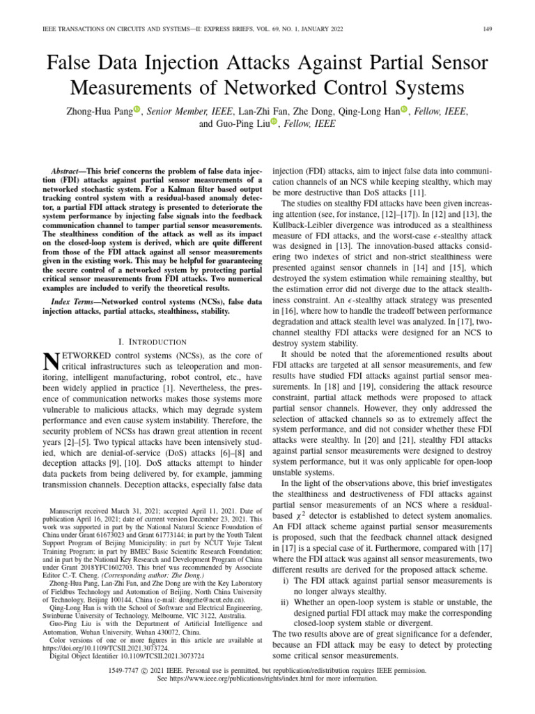 False Data Injection Attacks Against Partial Sensor Measurements Of