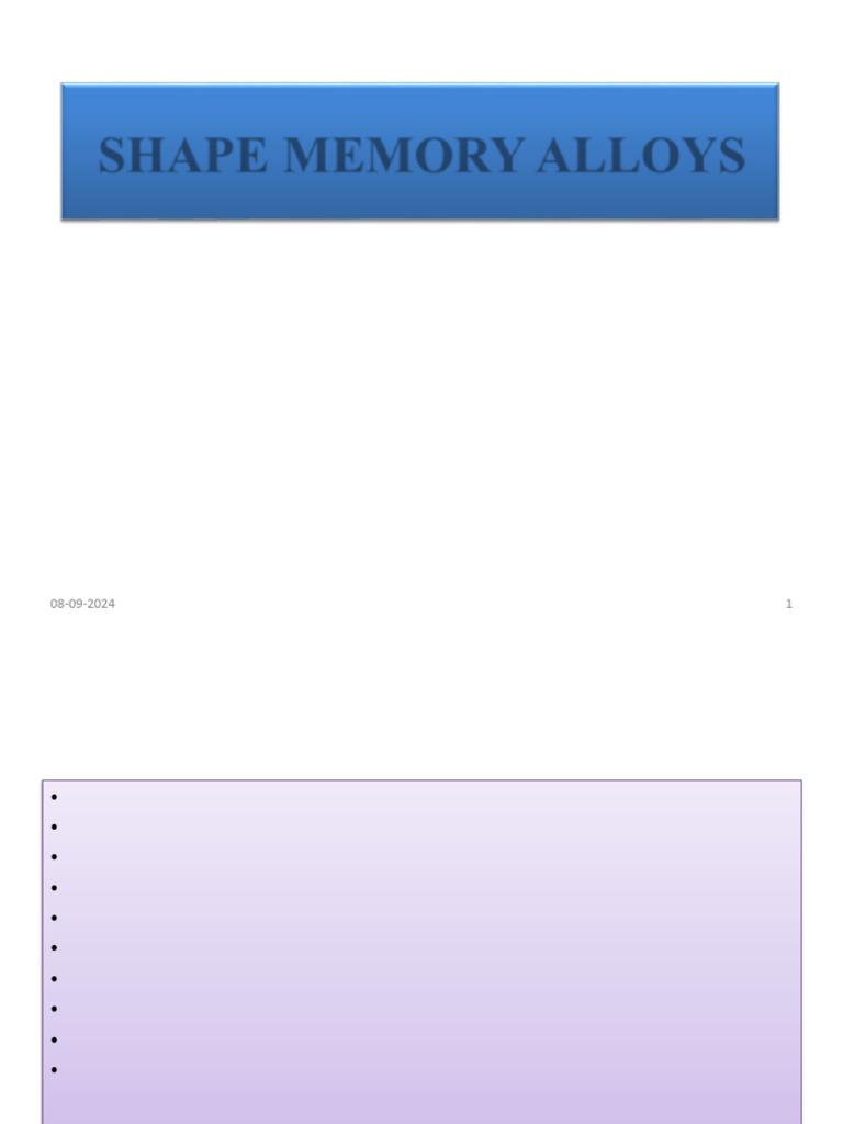 My Seminar On Shape Memory Alloys | PDF | Shape Memory Alloy | Metals