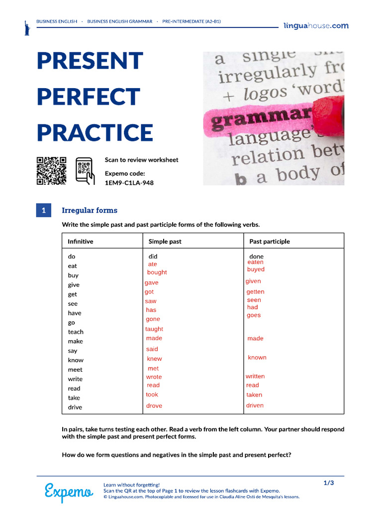Present Perfect Practice | PDF