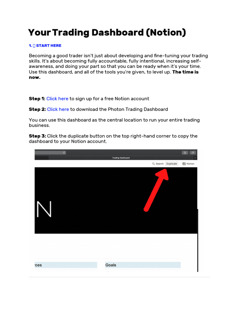 Notion Trading Dashboard Guide | PDF | Business