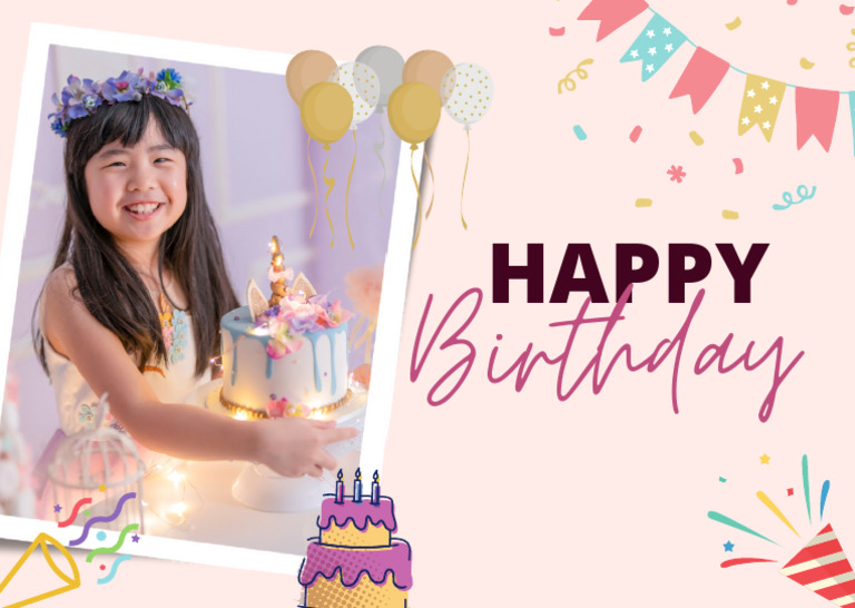 Pink Cute HAPPY Birthday Card | PDF