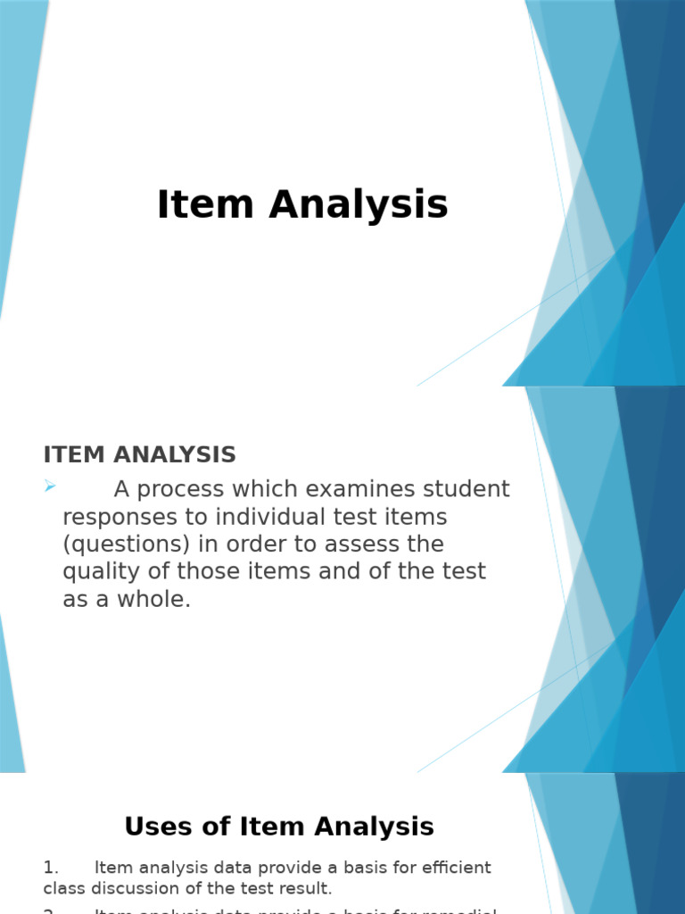 Item Analysis Pdf Numbers Data