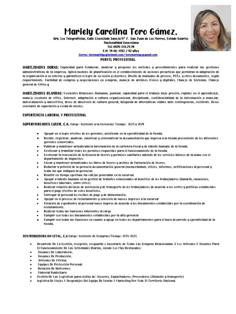 Curriculum Mariely Toro | PDF | Business | Contador