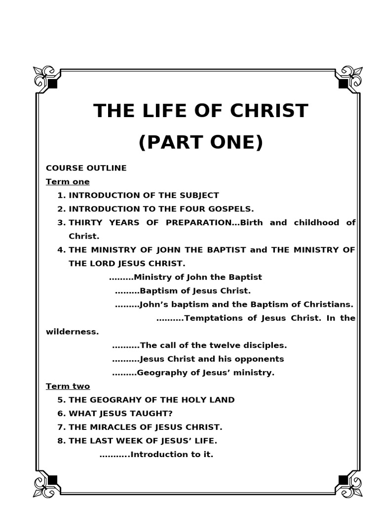 Life of Christ Notes | PDF | Jesus | Gospel Of Mark