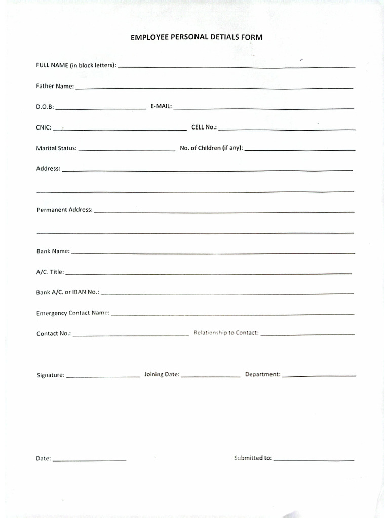 Employee Personal Data Sample | PDF