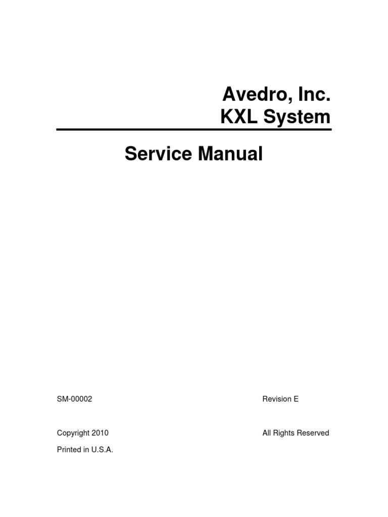 Avedro KXL System Service Manual | PDF | Booting | Computing