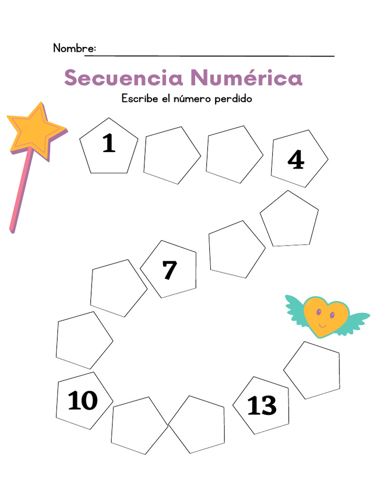 Colorful Fun Number Sequence Mathematics Worksheet | PDF