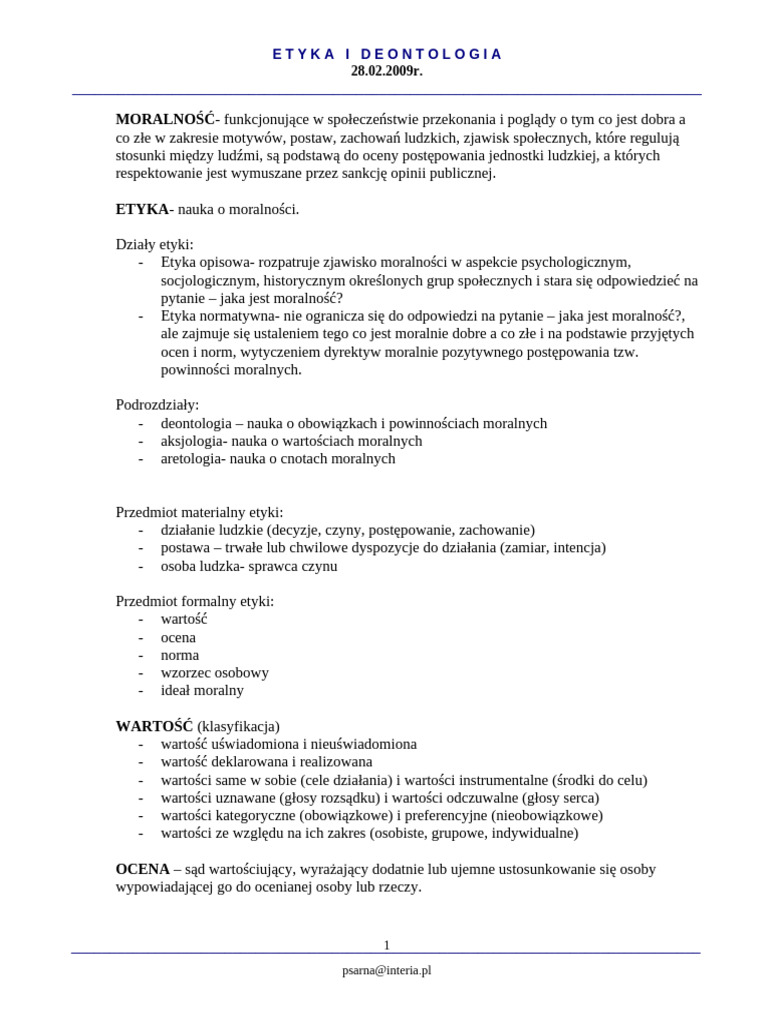 Etyka I Deontologia | PDF