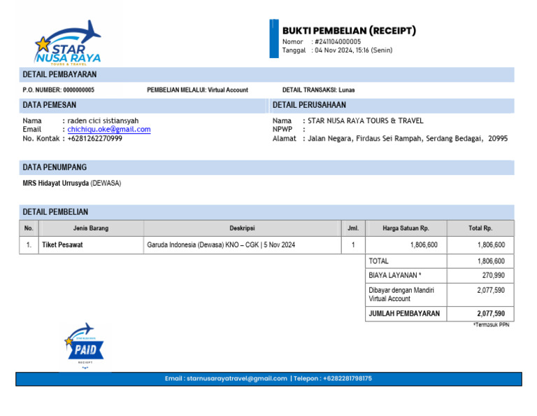 invoice-PO-0000000005-hidayat - Garuda | PDF