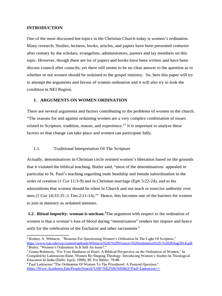 Women Ordination | PDF | Ordination | New Testament
