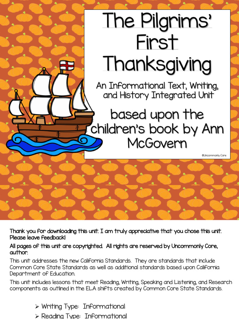 The Pilgrims' First Thanksgiving: Based Upon The Children'S Book by Ann ...