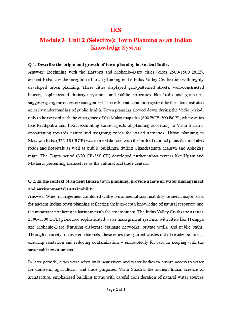IKS - Notes - Module 3 - Units 2 | PDF | Urban Planning | Earth Sciences