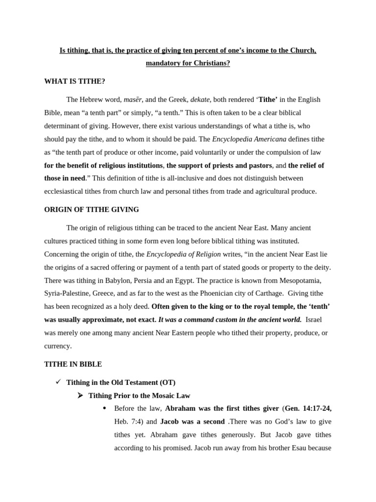 Tithing Pdf Tithe Jesus