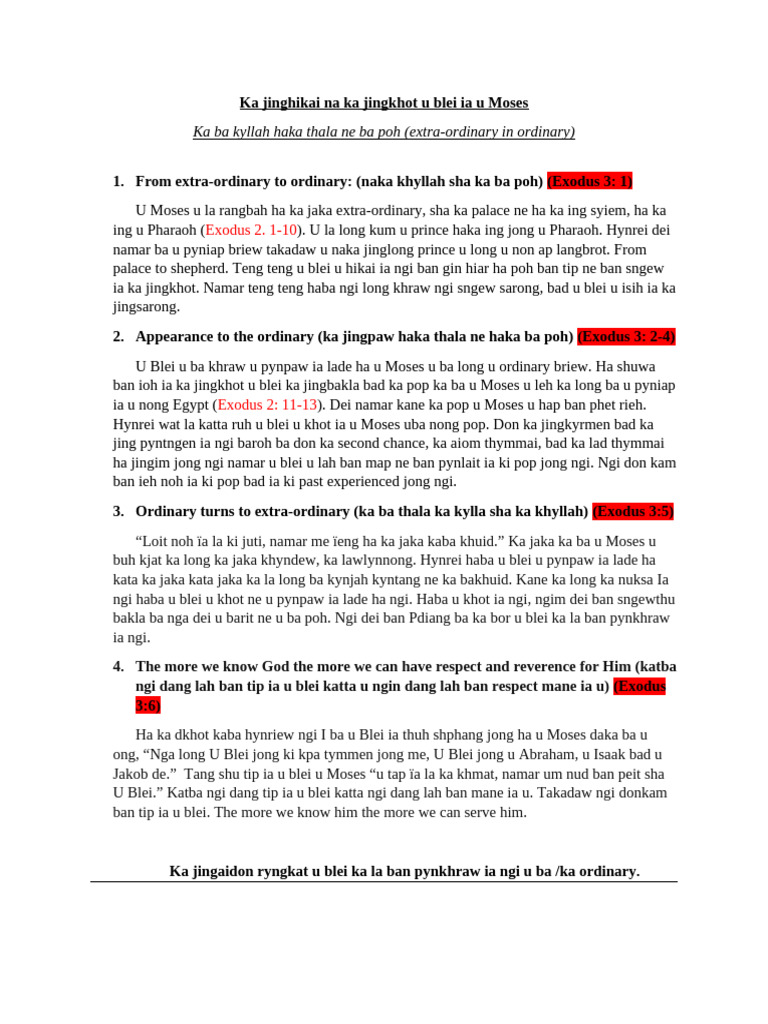 Ka Jinghikai Na Ka Jingkhot U Blei Ia U Moses | PDF | Hebrew Bible People | 1st Millennium Bc Books