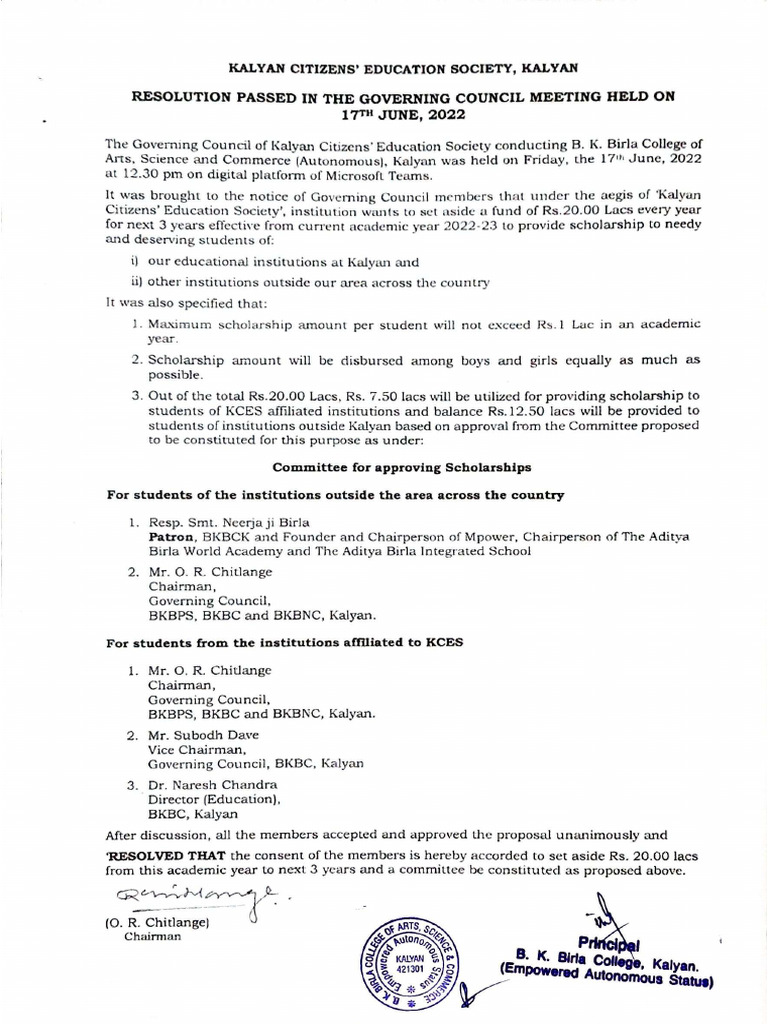 Scholarship To Needy and Deserving Students Sanction | PDF