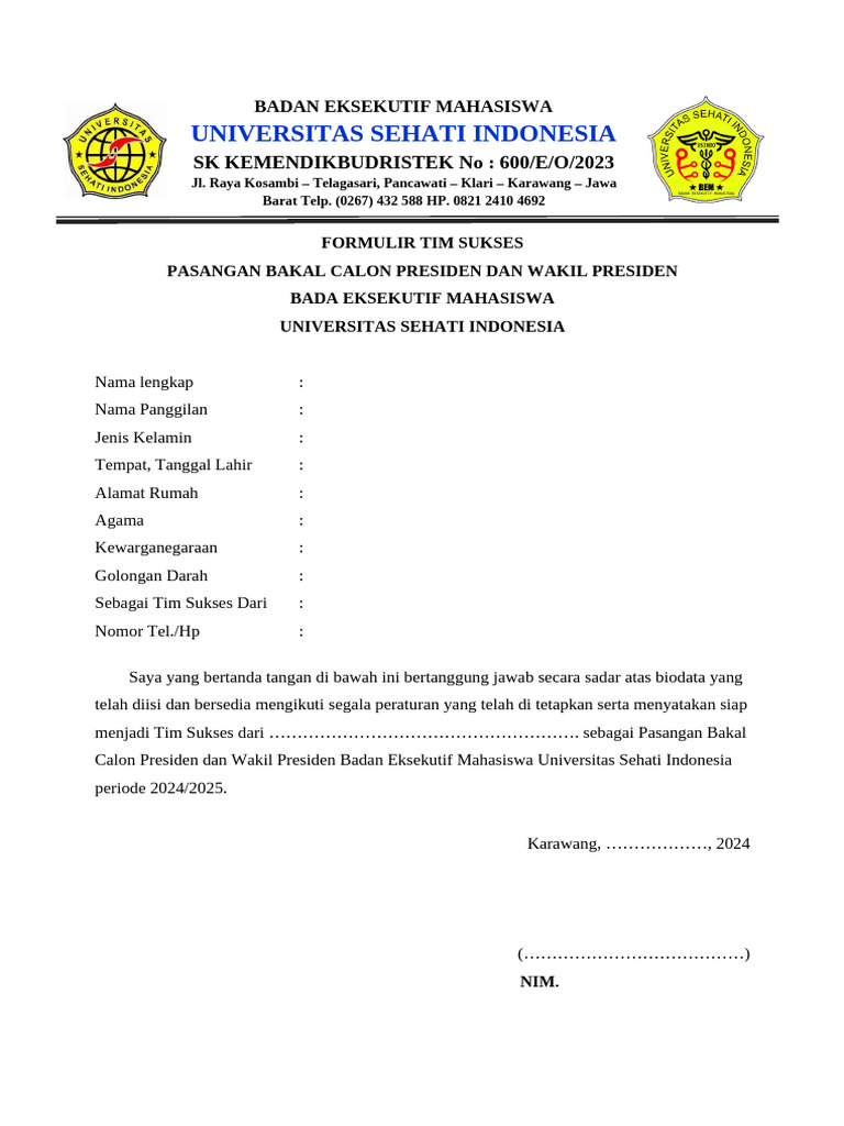 Formulir Tim Sukses | PDF