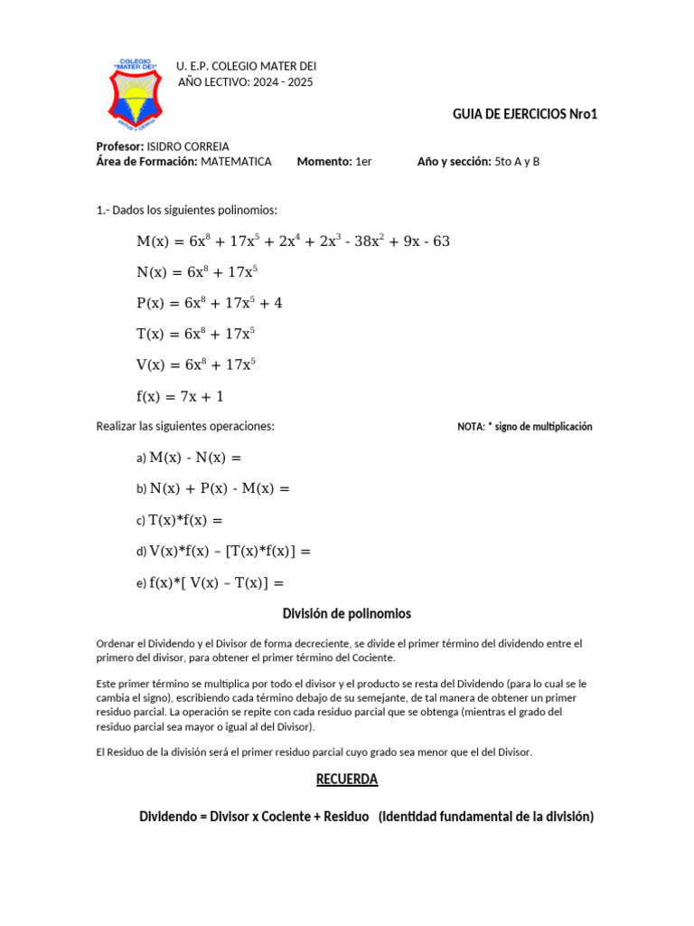 GUIA EJERC MAT5to | PDF | Métodos y materiales de enseñanza