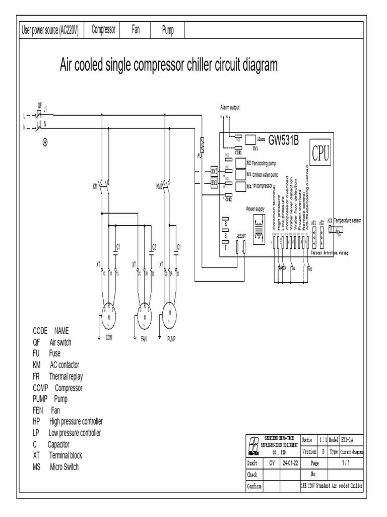 Electric Drawing of Chiller Hti-1a | PDF | Electrical Components | Home ...