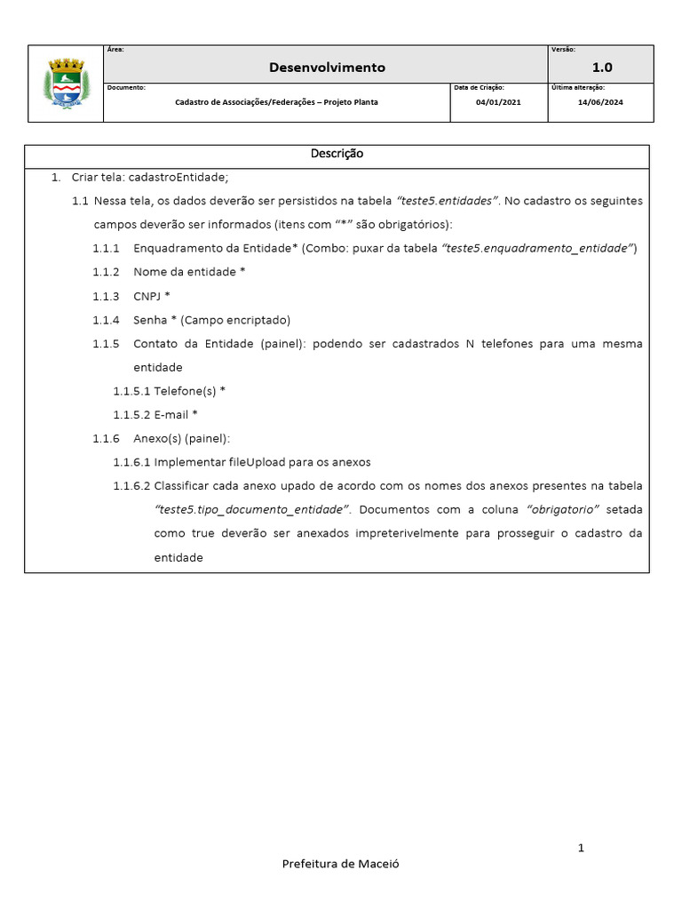 UC01 - Cadastro Entidade - Sistema Planta | PDF | Computadores