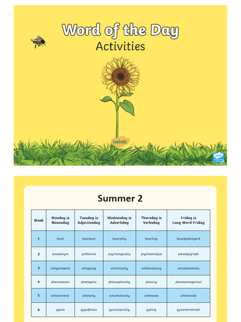 Vocabulary Building Activities for Summer | PDF | Word | Linguistics