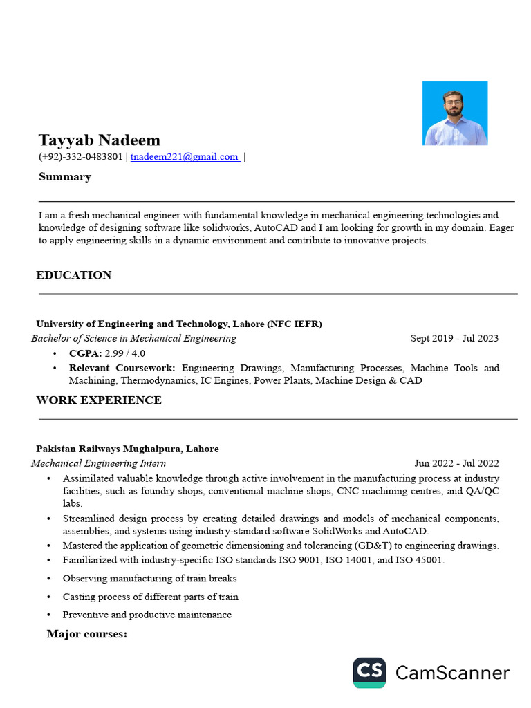 tyb resume | PDF | Engineering | Mechanical Engineering