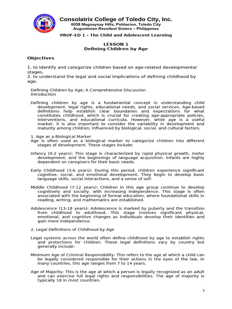 PROF ED1 L 1 The Child and Adolescent Learning | PDF | Child ...