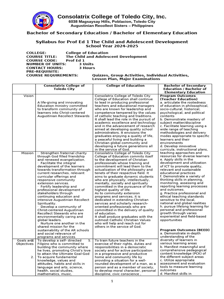 The Child and Adolescent Syllabus | PDF | Psychological Resilience ...