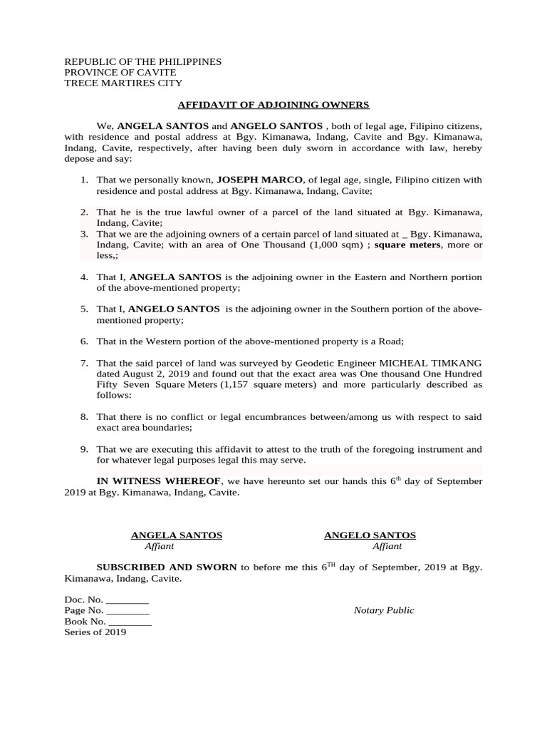 Land Ownership Affidavit | PDF