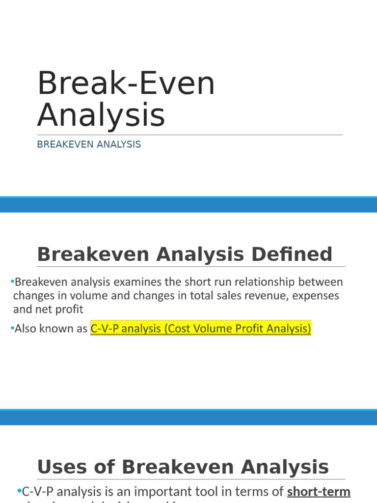 5 Breakeven Analysis | PDF | Business | Business Economics