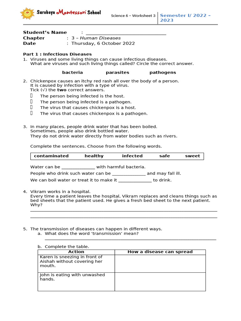 Science 6 WS 3 | PDF | Infection | Pathogen