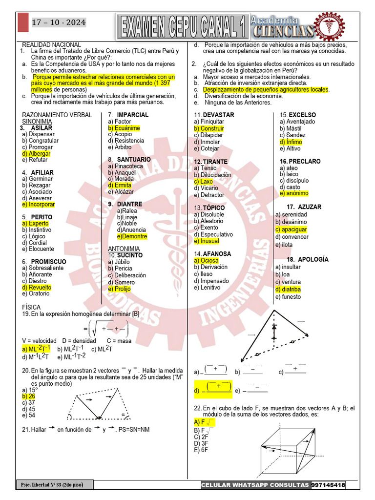 CEPU CANAL 1 17-10-2024 Com Claves | PDF | Protón | Neutrón