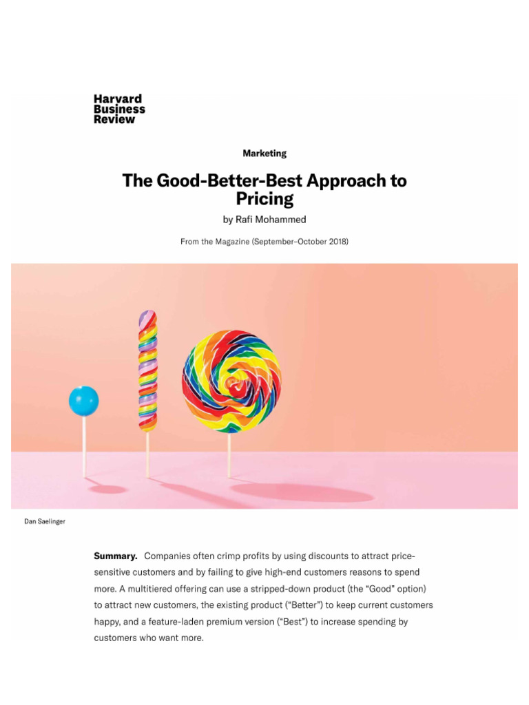The Good Better Best Approach To Pricing | PDF