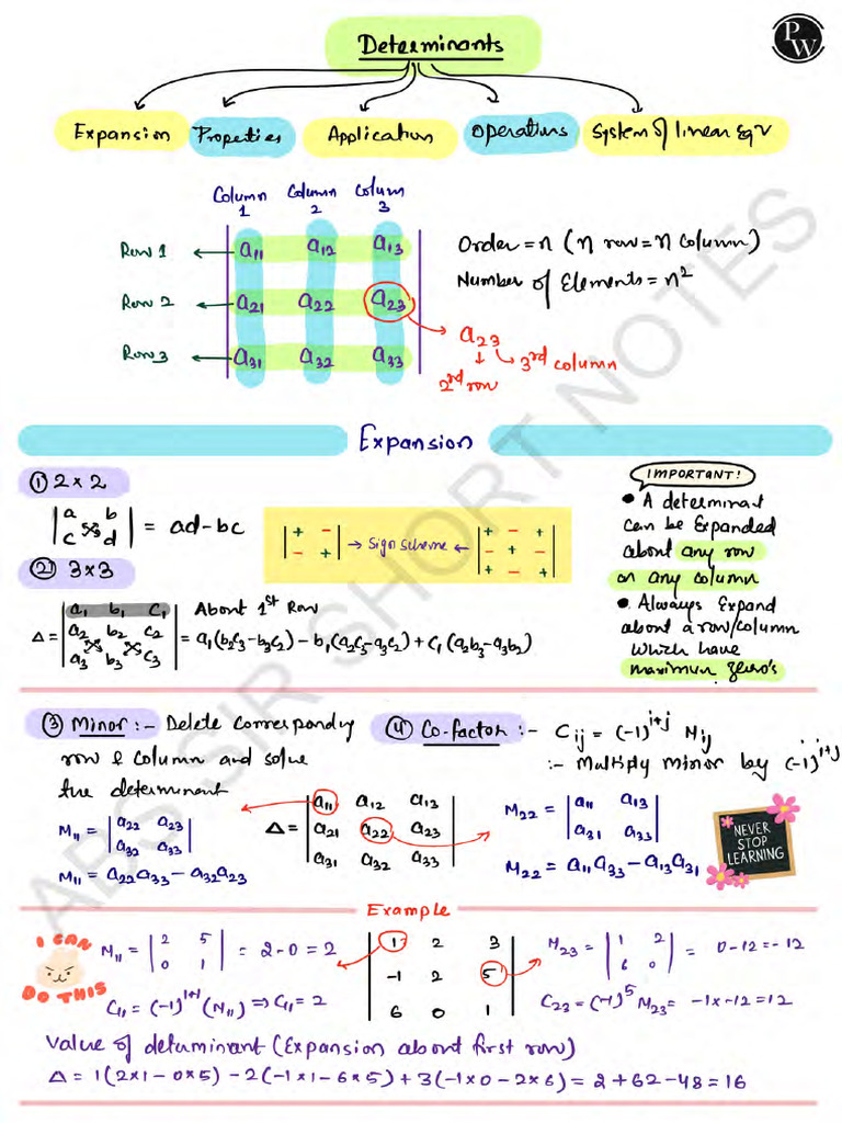 Determinants 20 Short 20 Notes 20 PDF | PDF