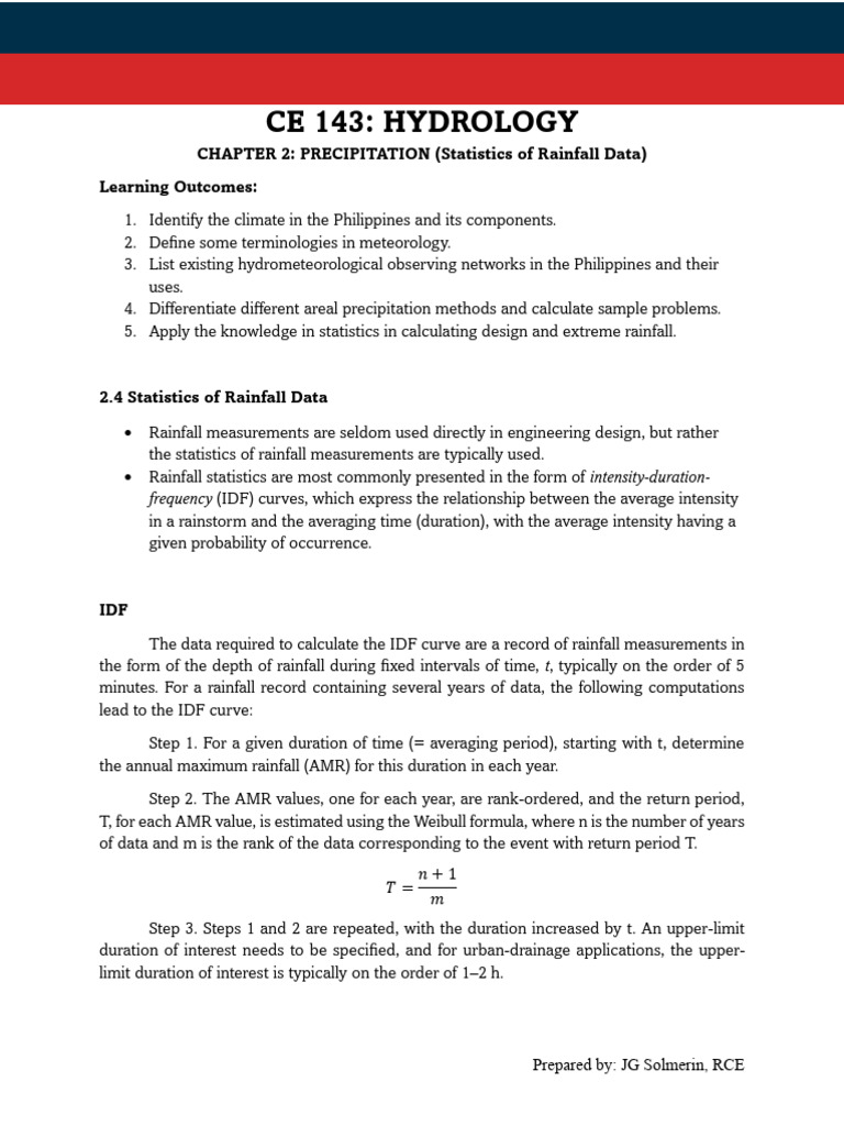 Rainfall Data Statistics and IDF Curves | PDF | Statistics | Rain