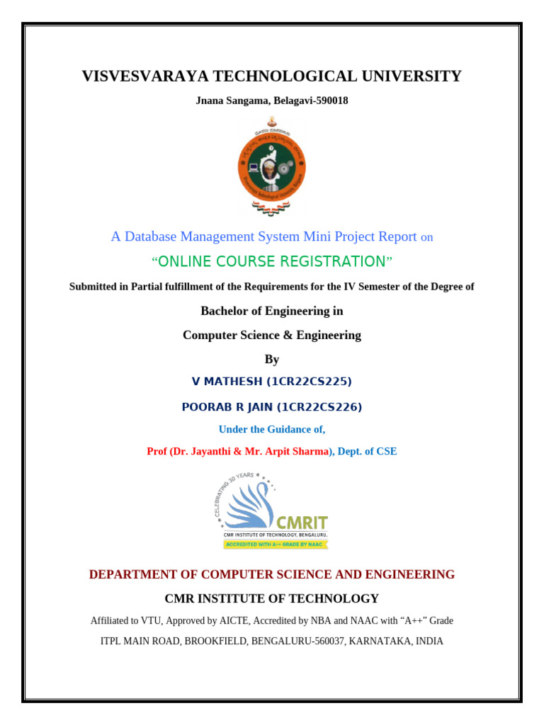 DBMS Lab Mini Project - cover+certificate+Declaration+Abstract ...