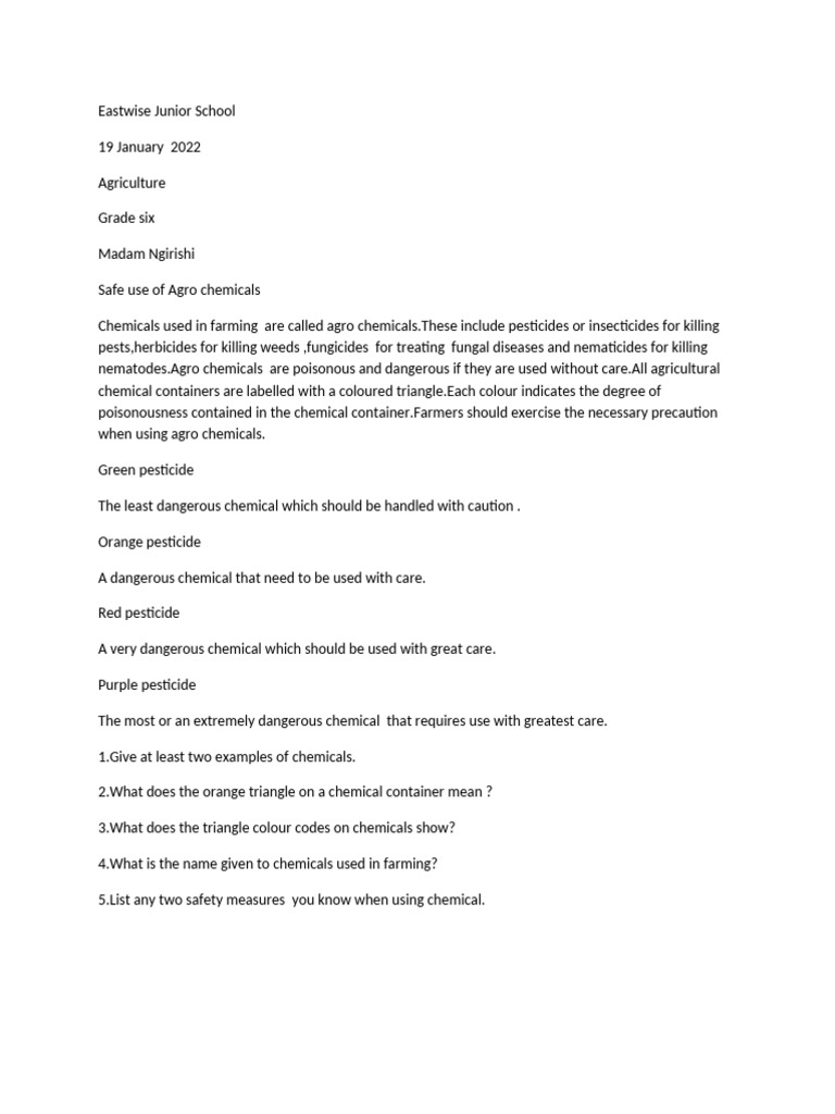 Safe Use of Agro Chemicals | PDF