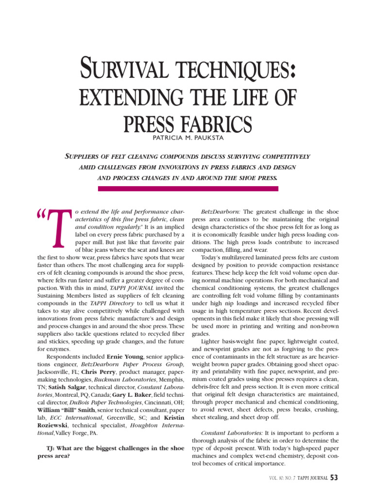 Extending Life of Press Fabrics | PDF | Textiles | Water