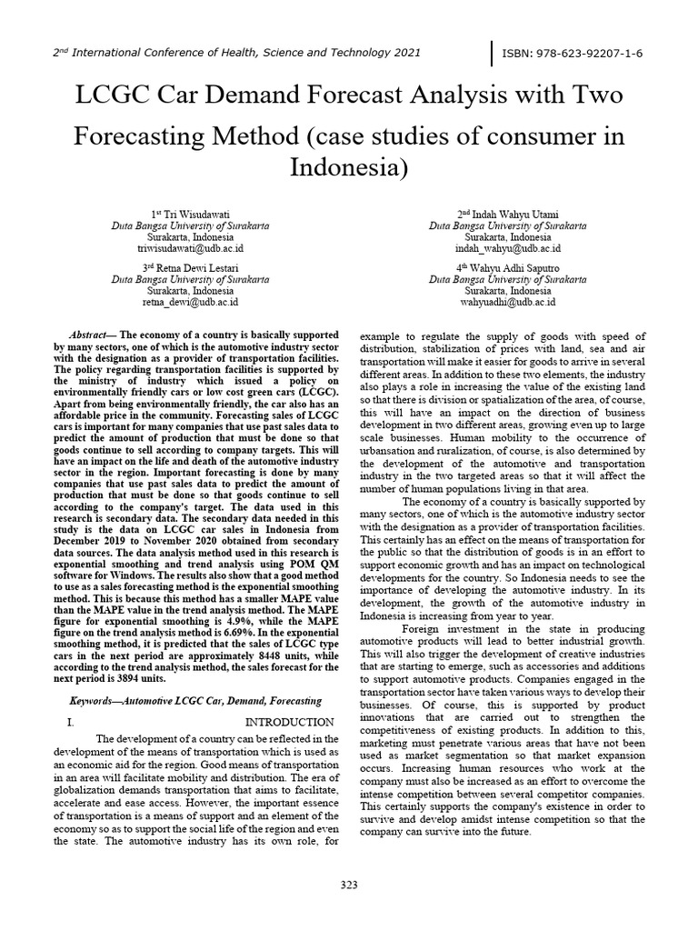 LCGC Car Demand Forecast Analysis With Two Forecasting Method (Case Studies of Consumer in ...