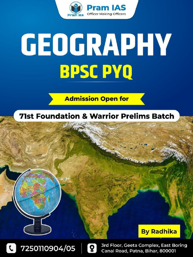 BPSC PYQ (Geography) English Pram IAS-11111 | PDF | Plate Tectonics | Atmosphere Of Earth