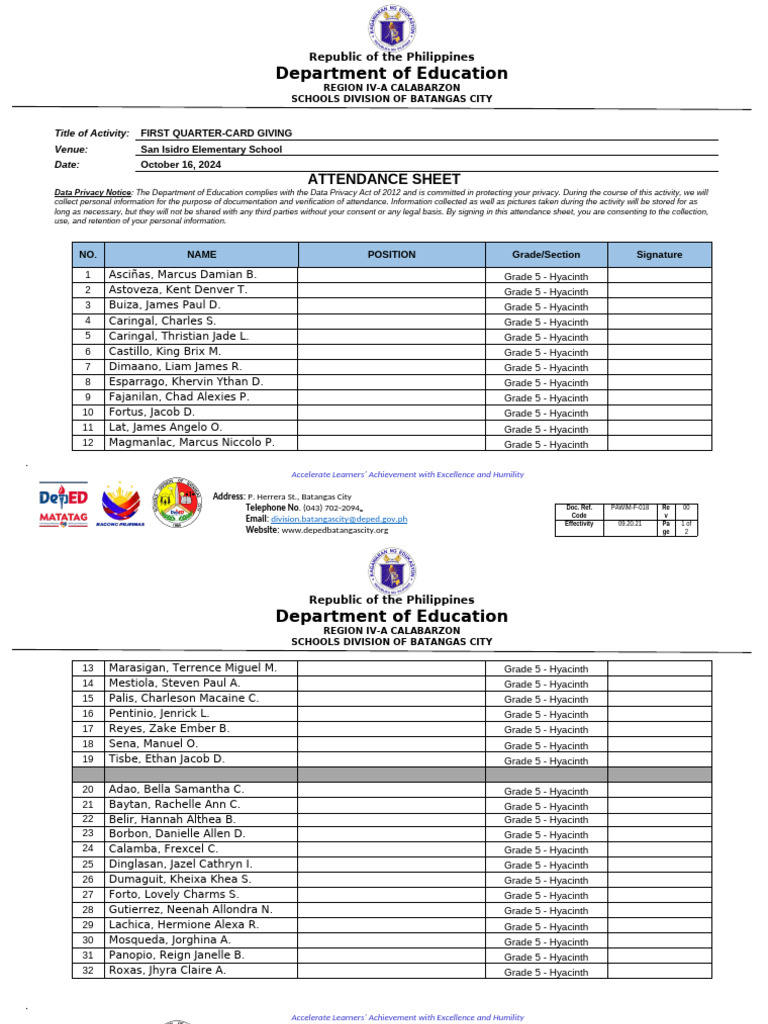 Pawim F 018 Attendance Sheet | PDF | Information Privacy